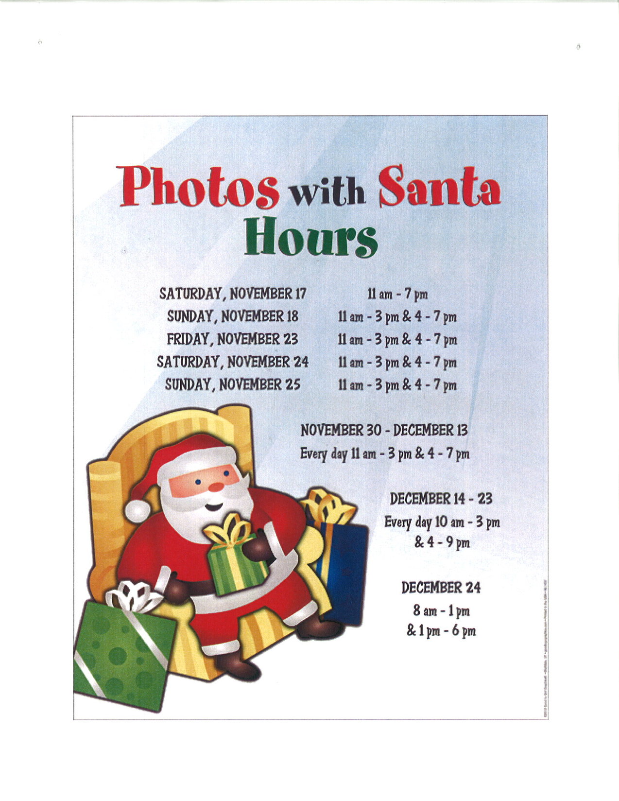 Hemet Valley Mall » Santa Photo Hours